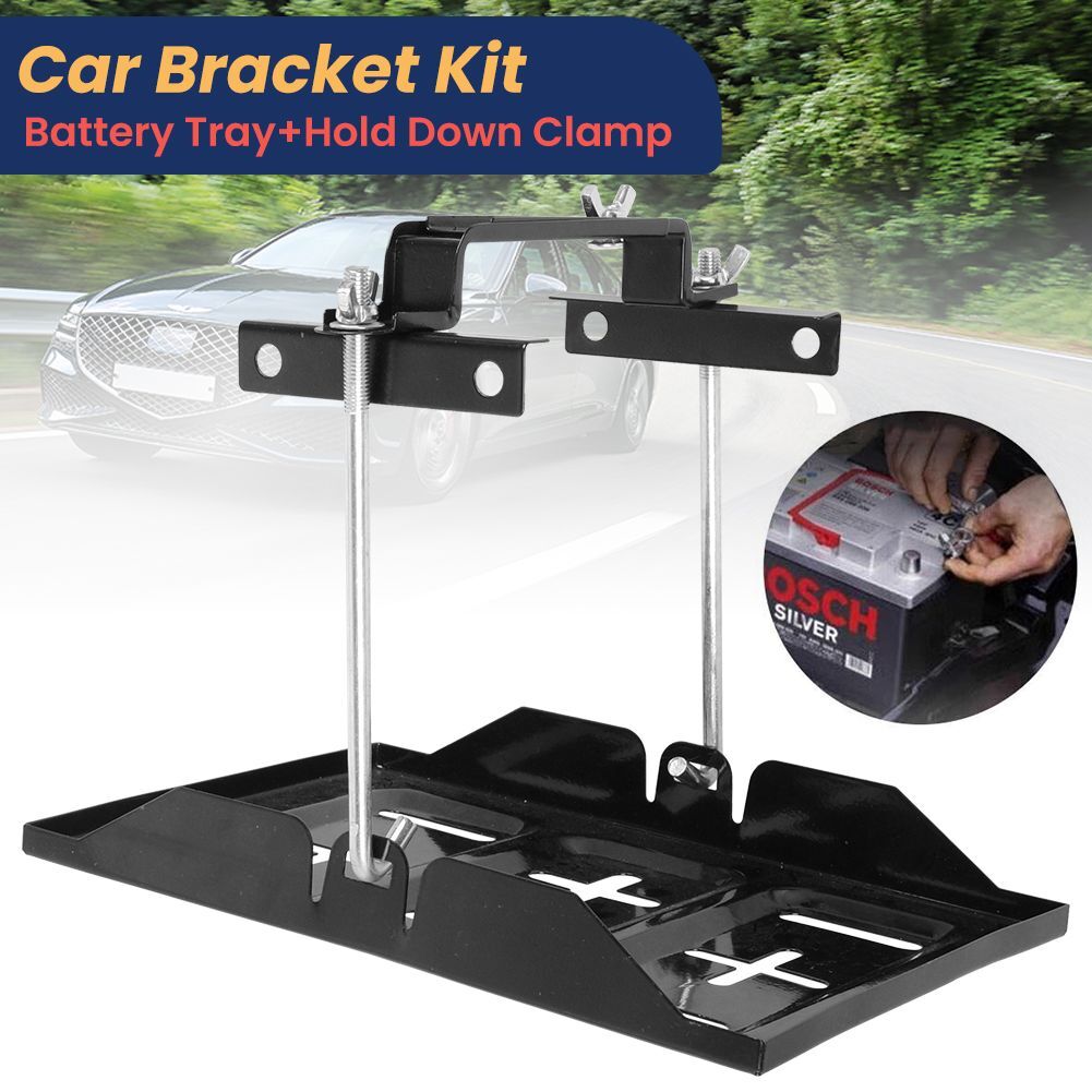 Universal Metal Car Battery Tray Holder Mount Adjustable Hold Down ...