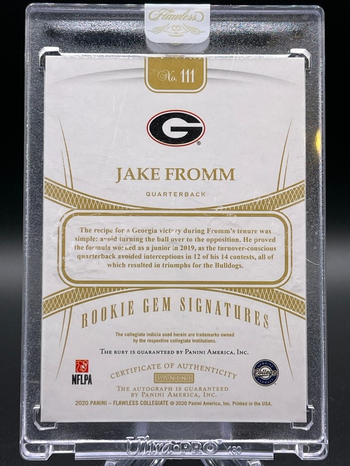 2020 Flawless Red Ruby RC Jake Fromm Auto /20 (Sealed) | eBay