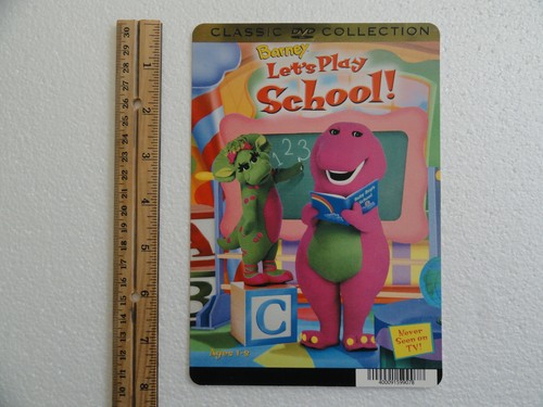 BARNEY LET'S PLAY SCHOOL - BLOCKBUSTER VIDEO BACKER CARD 5.5"X8" NO ...
