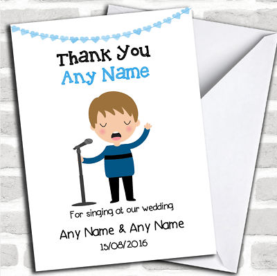 Thank You For Singing At Our Wedding Male Thank You Customised Card ...
