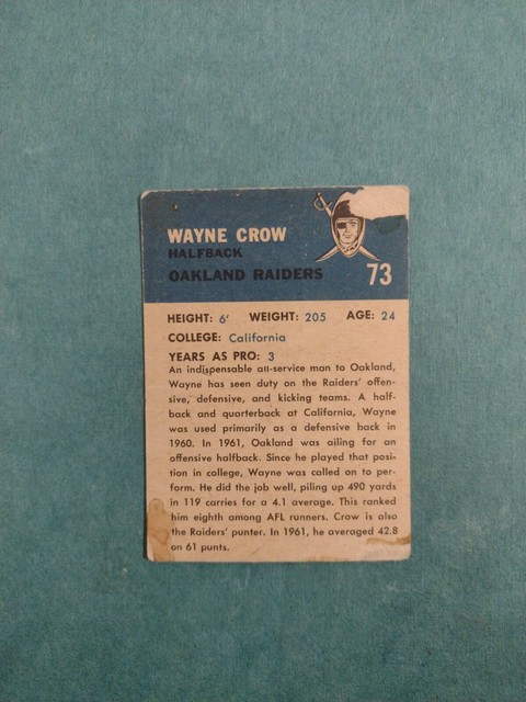 1962 Fleer - #73 Wayne Crow for sale online | eBay