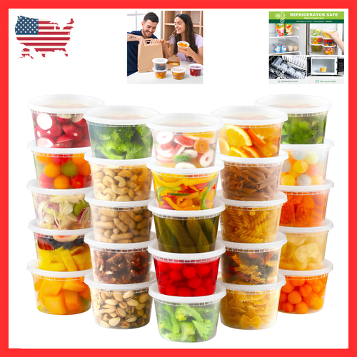 Food Storage Containers 24 Pack 16 oz Airtight Freezer Dishwasher ...