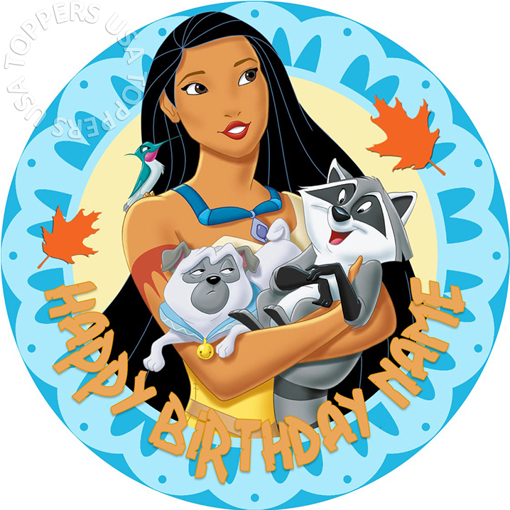 EDIBLE Pocahontas Cake Topper Birthday Disney Princess Wafer Paper 7.5 ...
