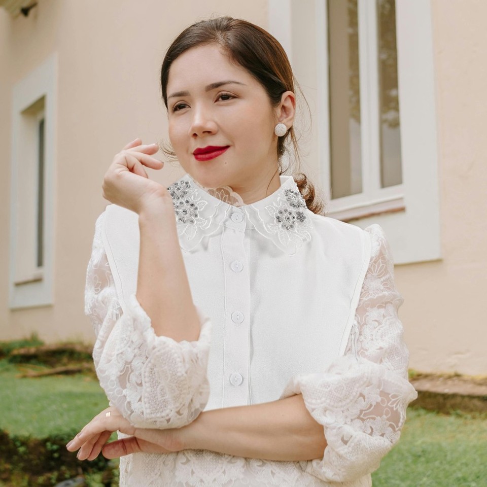 Fake Collar for Women Crystal Decorative Embroidered Lace Detachable ...