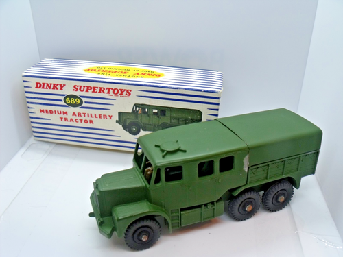 DINKY, ENGLAND, #689 MEDIUM ARTILLERY TRACTOR, ARMY, VERY GOOD COND, W ...