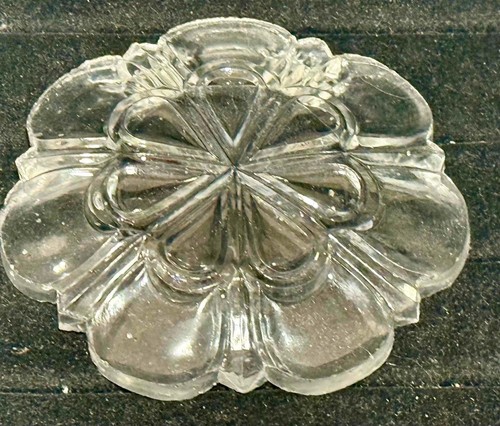 Antique Pressed Flint Glass Cup Plate, "Flower Petal", LR - 341, c ...