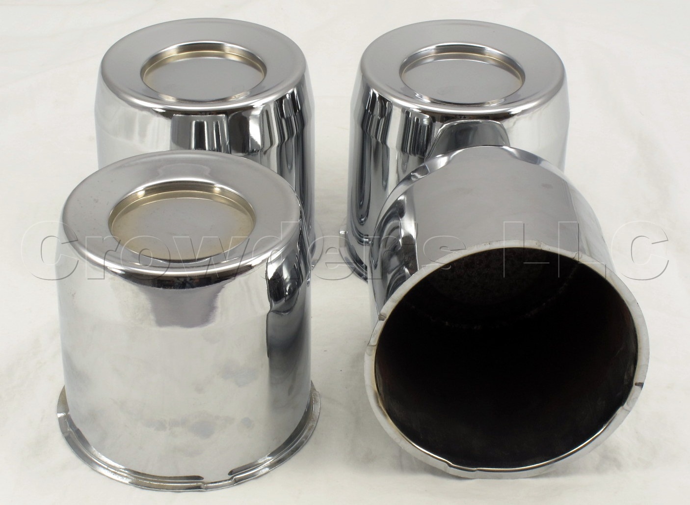 Chrome Wire Wheel Center Spinner Hub Cap Complete Set of Four Caps New ...