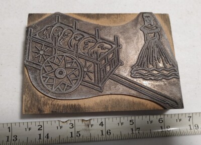 Vintage Letterpress Printing Block Mexican? Wagon Woman Selling Food ...