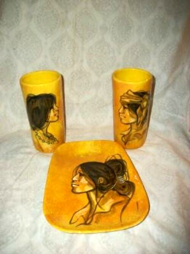 NAVAJO ART POTTERY RENA PARADIS DE SANTA FE STYLIZED PORTRAIT VASE ...