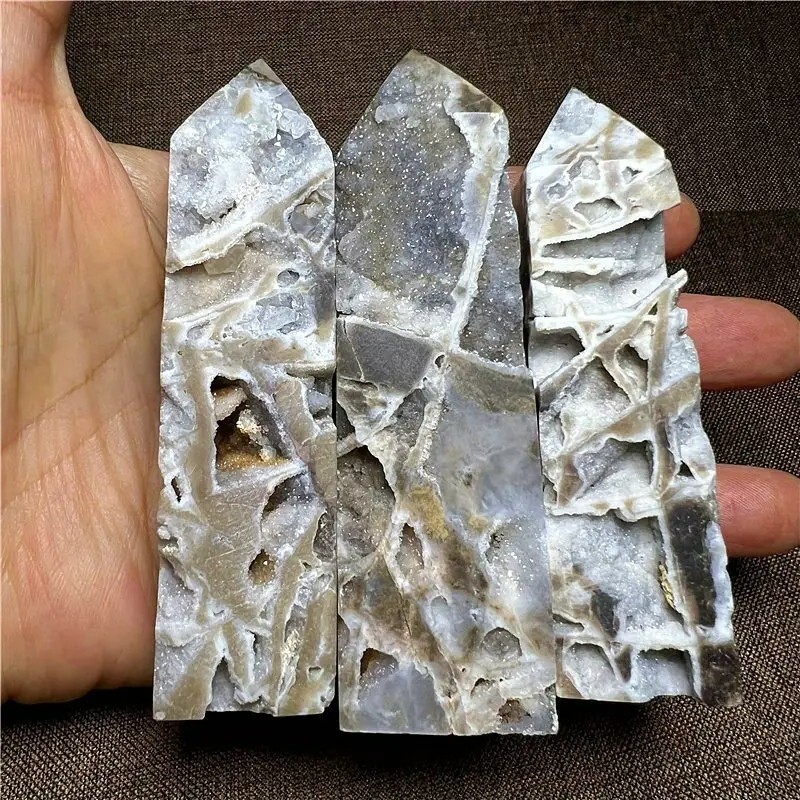 Natural Sphalerite Druzy Chalcedony Healing Crystal Tower Wand Reiki ...