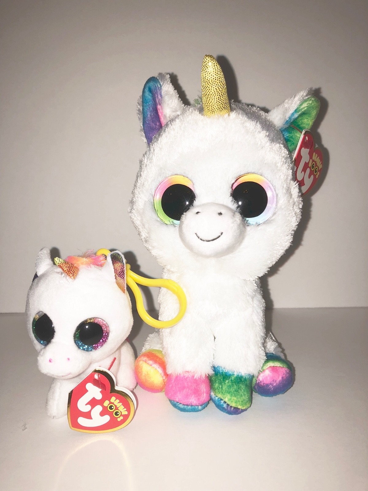 TY PIXY UNICORN (1ST) SET OF 2 (BEANIE & KEY CLIP) BEANIE BOOS-NEW,MINT ...