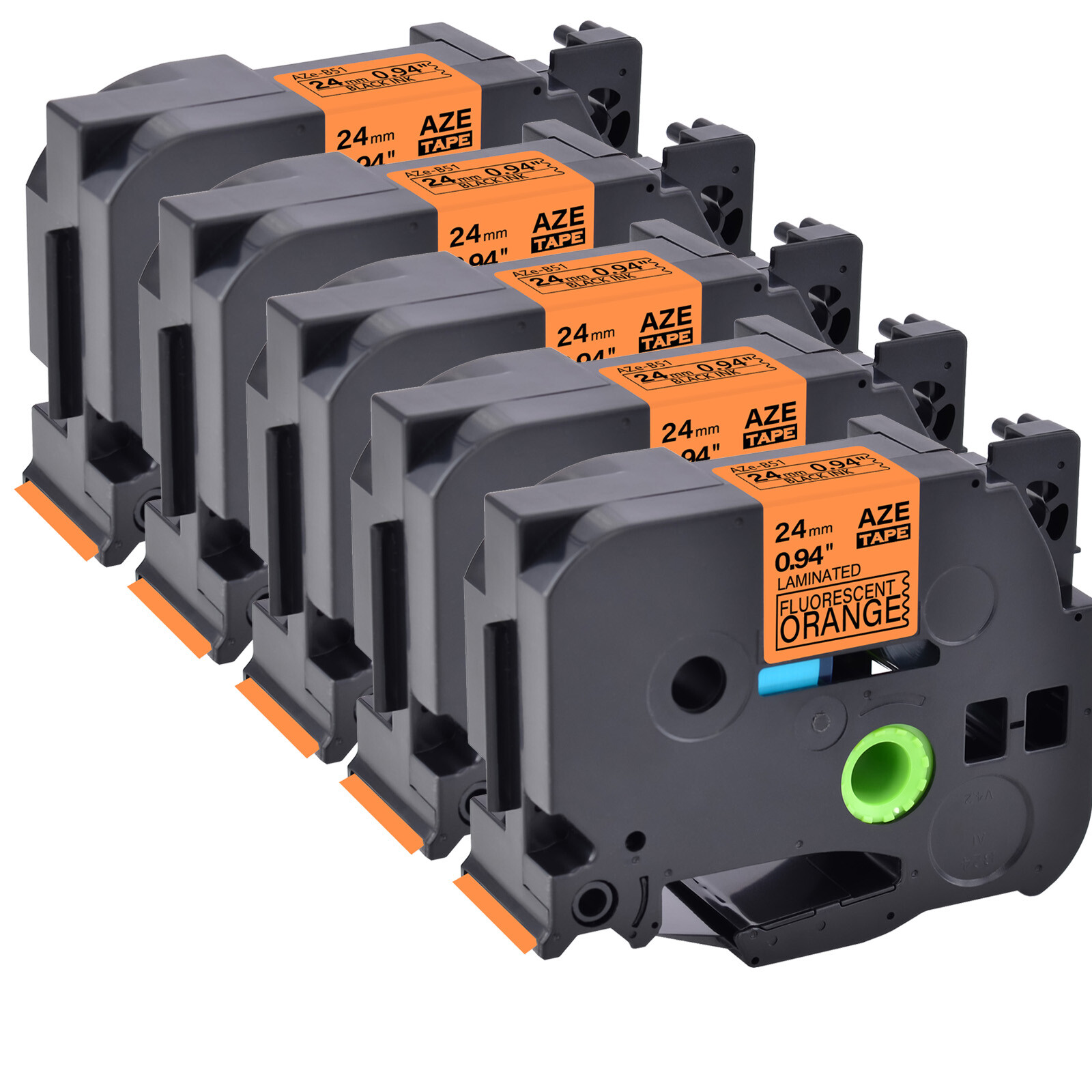 5PK Black on Fluo Orange TZB51 TZ TZe B51 Label for Brother P-Touch ...