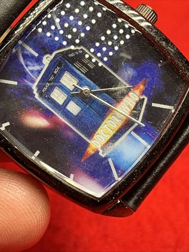 DR. WHO LOGO TARDIS WATCH BLACK LEATHER WRISTBAND - NEEDS BATTERY (ff2 ...