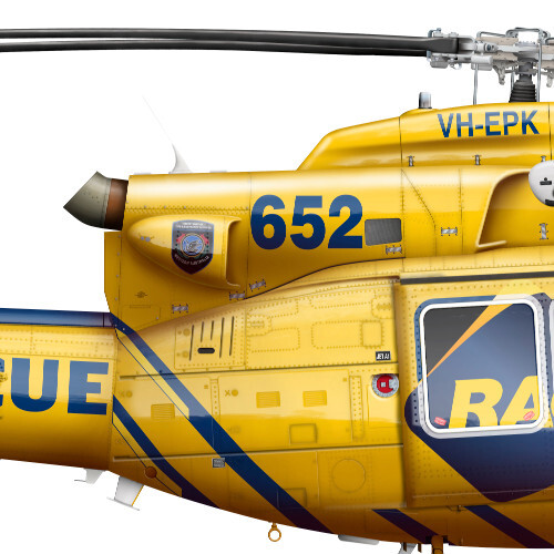 BELL 412 VH-EPK 652 RAC RESCUE 2023 - A3+ Profile Print | eBay Australia