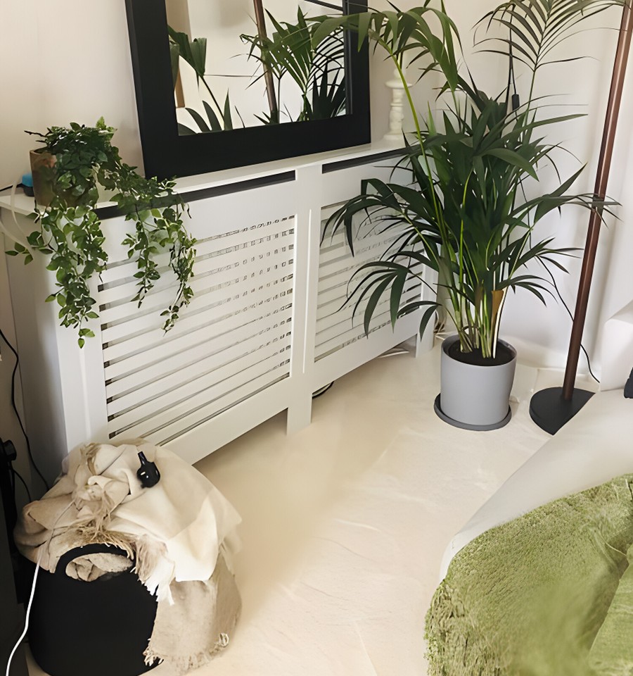 91/100cm Internal Radiator Cover MDF Modern Cabinet Slatted High ...