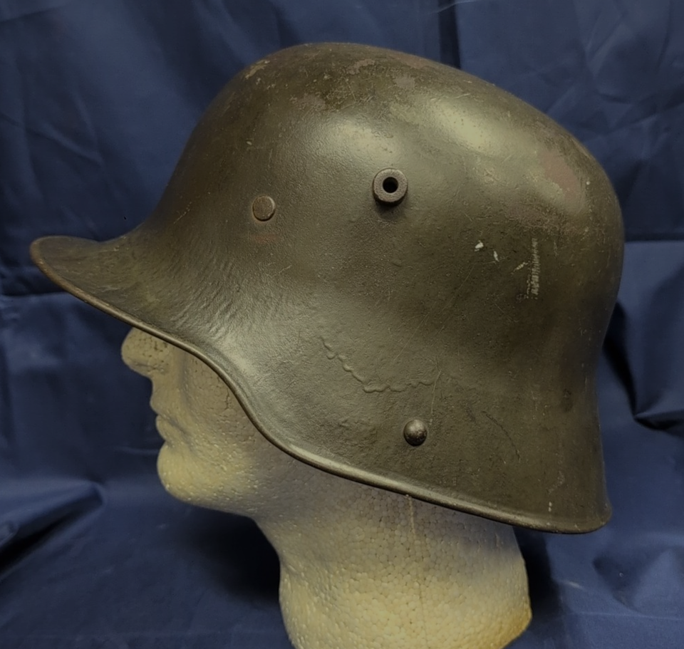 WWI German helmet shell with original paint, one liner pad, and ...