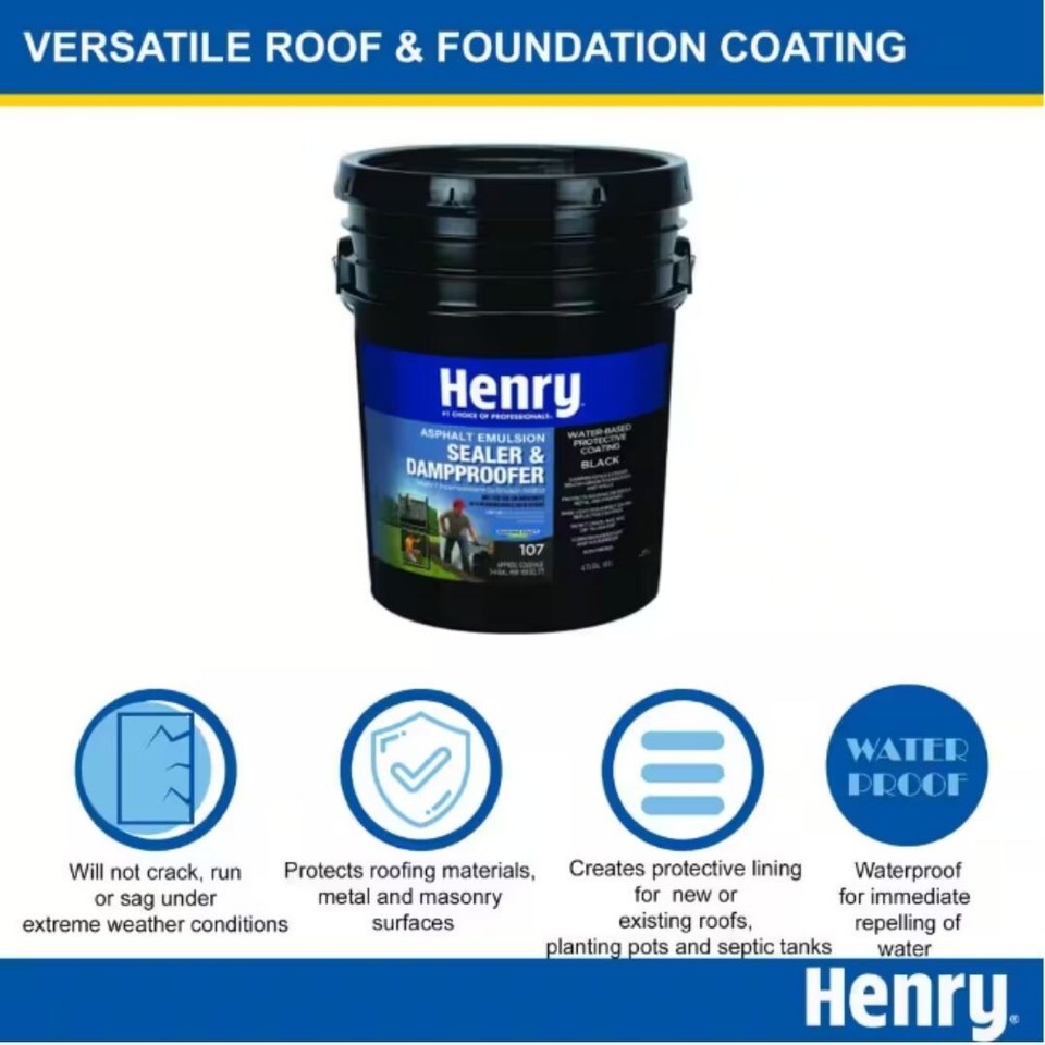 107 Asphalt Emulsion Sealer and Dampproofer Black Roof Coating 4.75 gal ...