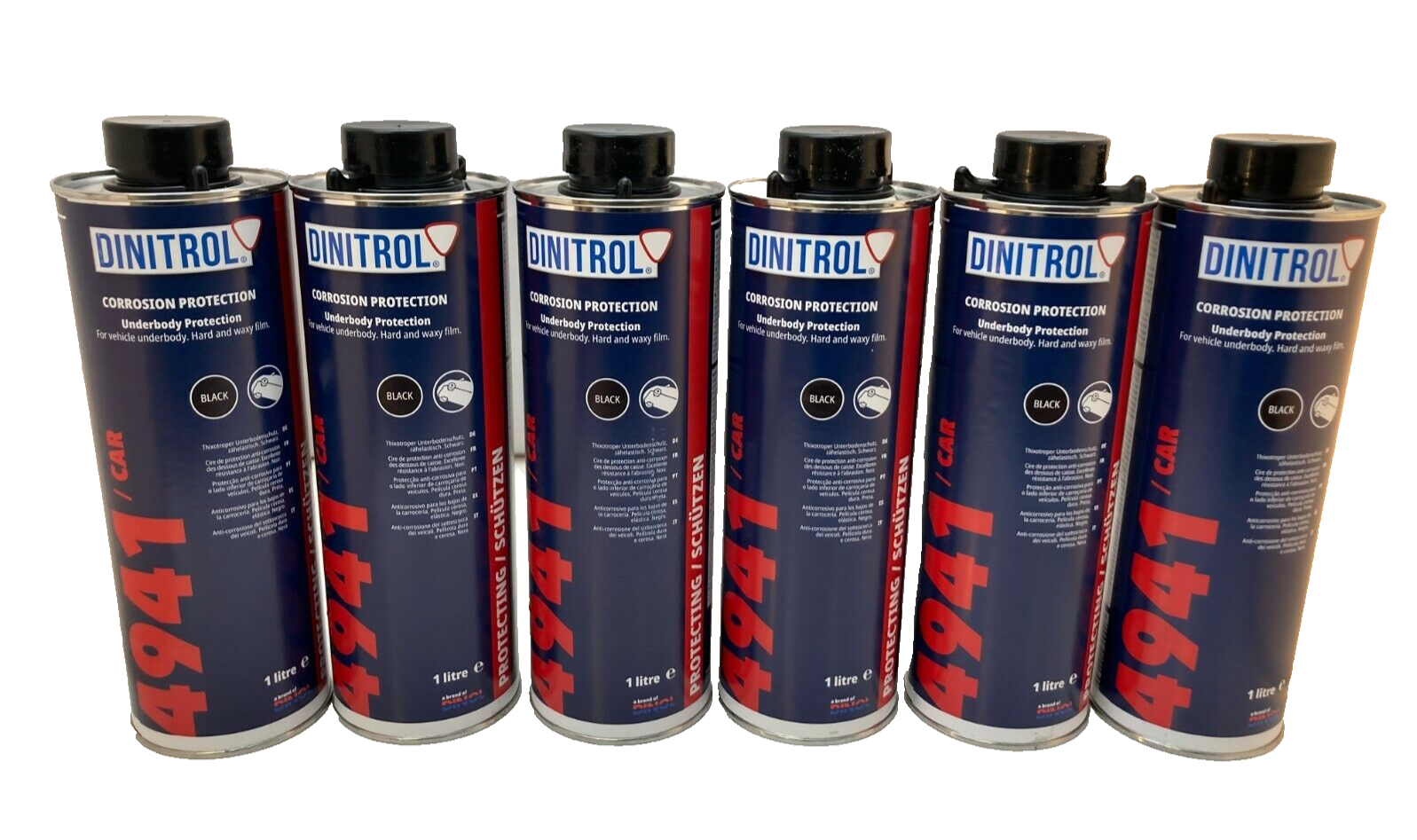 6 x DINITROL 4941 Underbody Chassis Rust Proofing Black Wax 1L Litre ...