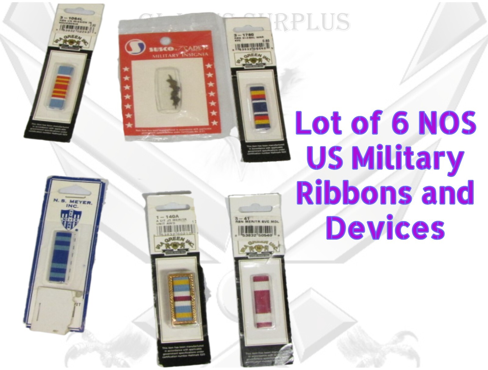 New 6 US Military USAF Army Slide Ribbons MSM Macedonia Longevity Merit ...