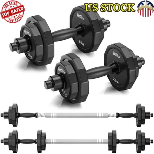 Adjustable Dumbbells Set 22-88Lbs Barbell Free Weight Gym Training Men ...