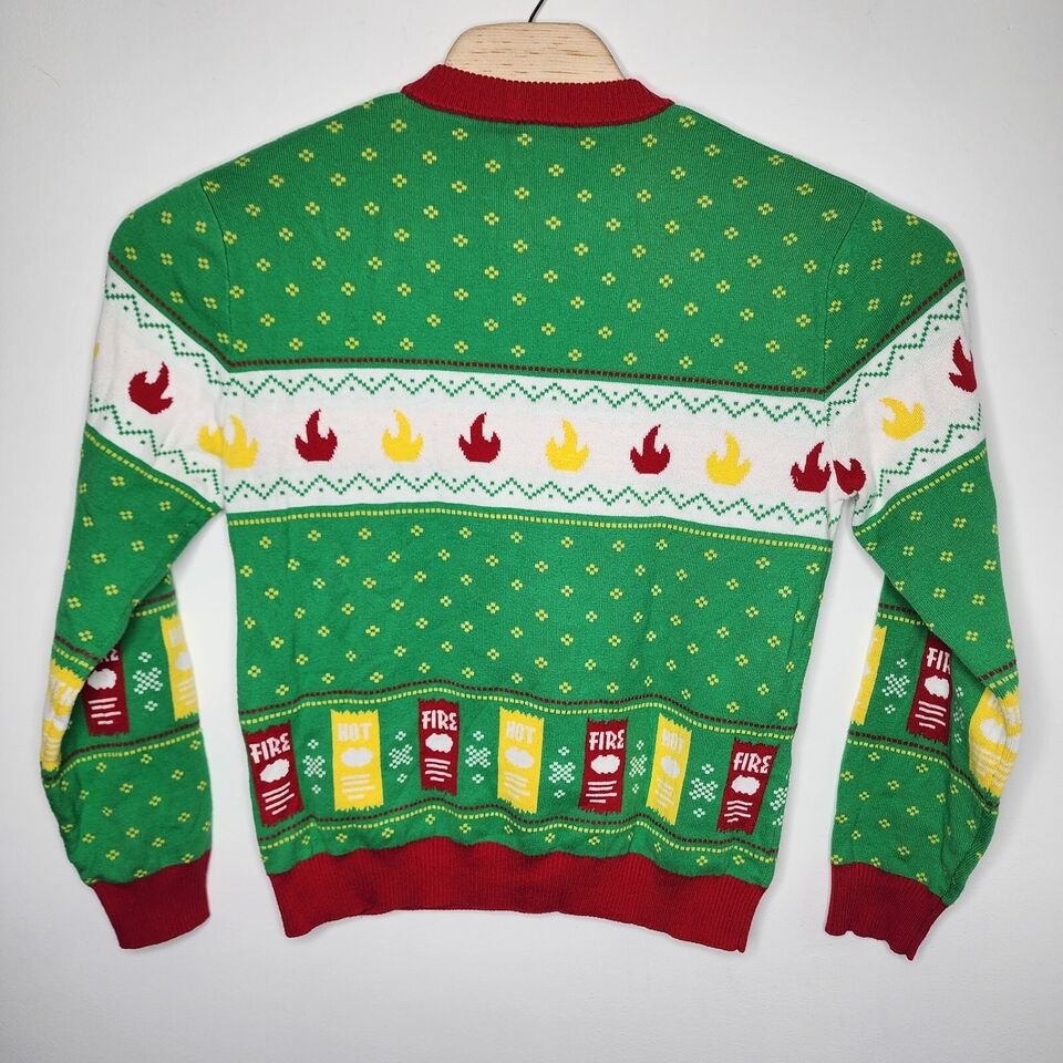 Taco Bell Mens Sweater Size M Taco Shells Fire Sauce Hot Green Red ...
