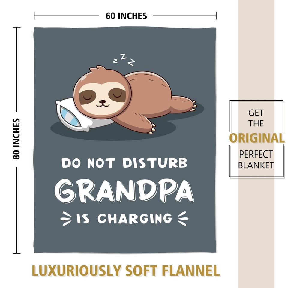Funny Gifts for Grandpa Christmas, Grandpa is Charging Sloth Blanket ...