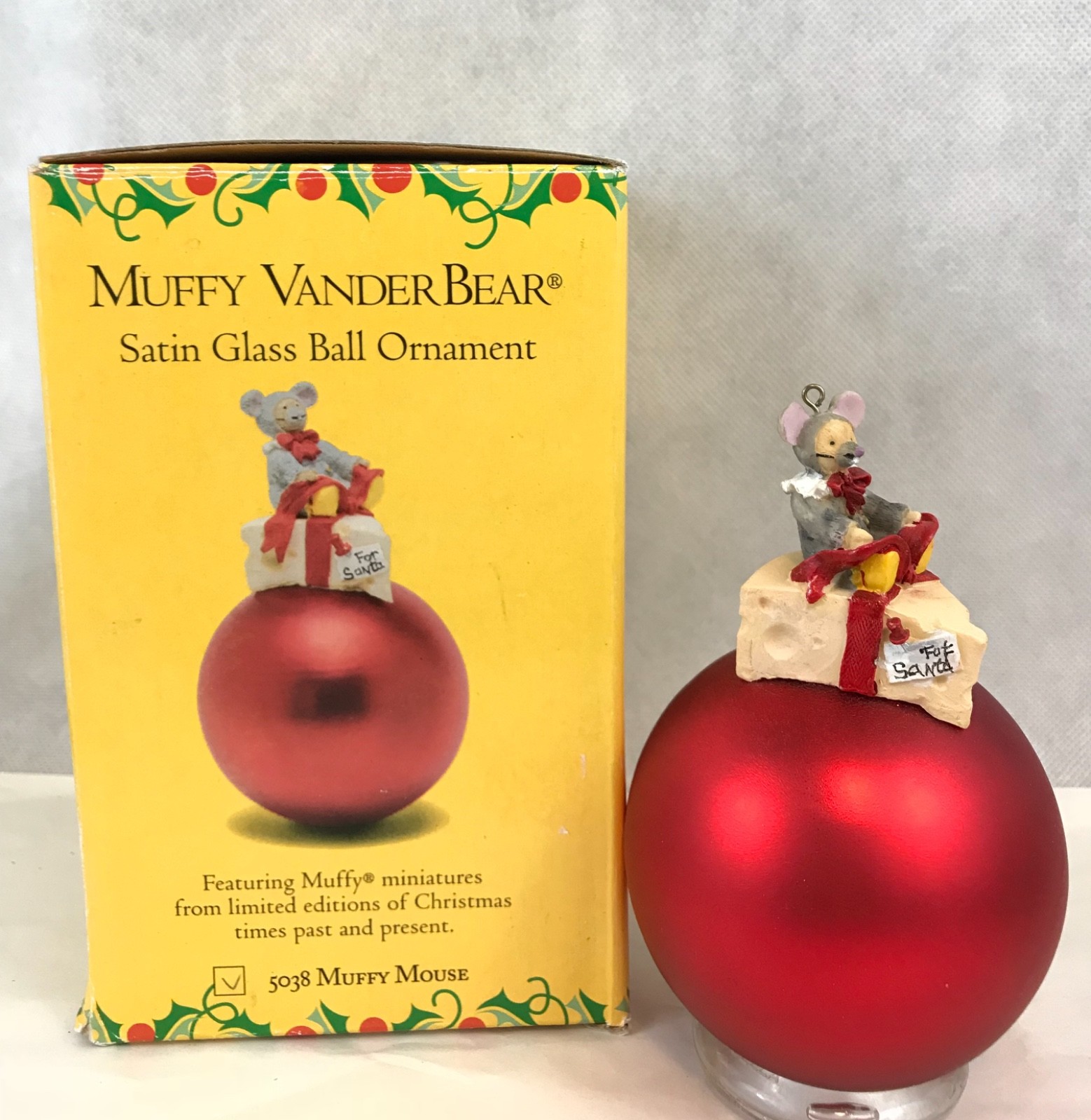 Muffy Vander Bear MUFFY MOUSE Red Satin Glass Ball Ornament Collectible ...