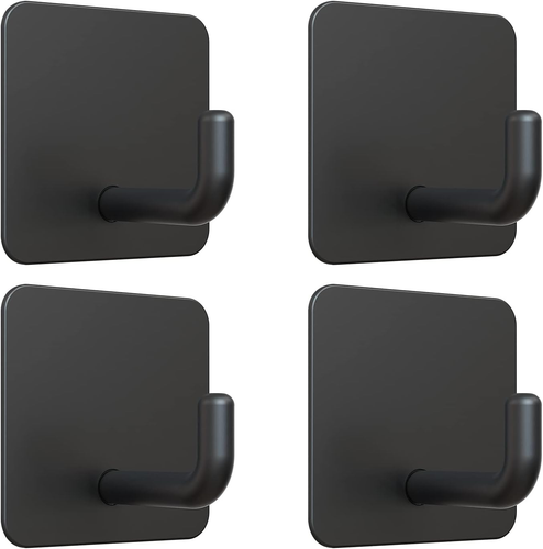 Adhesive Hooks, Black Self Adhesive Wall Hooks Waterproof Shower Stick ...