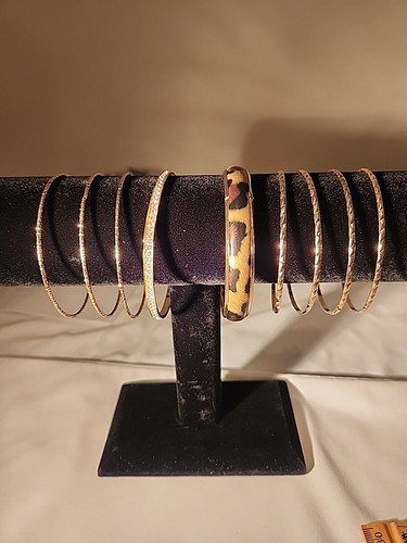 Style @ Co Gold Tone 9 Pc Set Crystal @ Leopard Bangle Bracelets | eBay