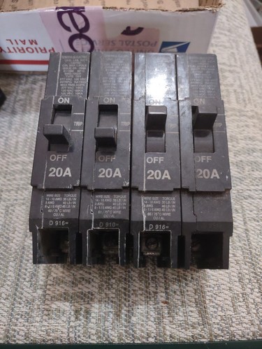 LOT OF 4! GE TEY120 20 Amp Single Pole Circuit Breaker 3 NEW 1 Pre ...