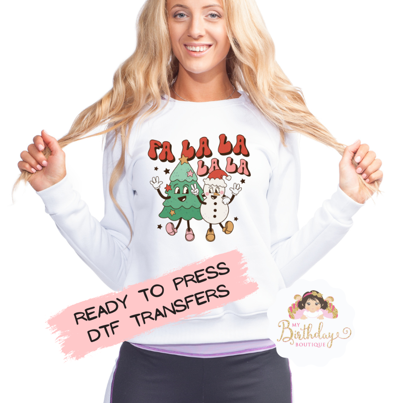 Ready to press-DTF Transfer/ Christmas Retro Fa La La La Transfer | eBay