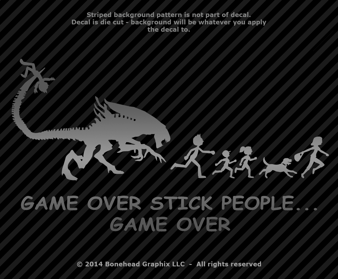 Alien Attacks Stick Figure Family Decal Alien Queen Inspired XL - 25 ...