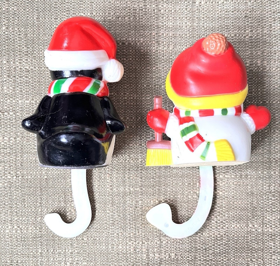 Vintage 1980’s Christmas Penguin & Snowman Blow Mold Stocking Holder ...