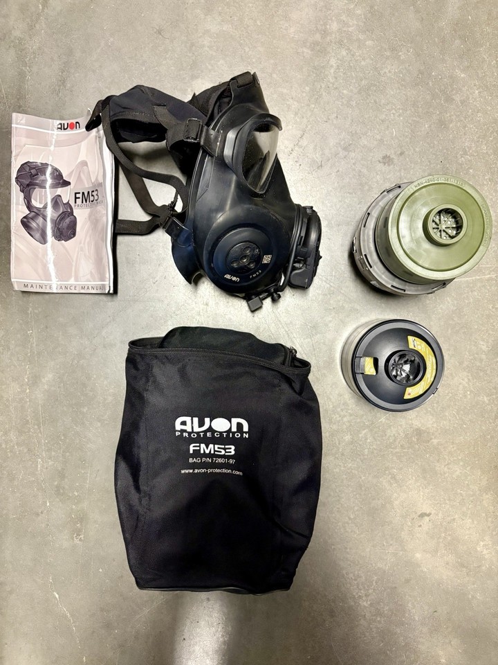 Avon FM53 Dual Port Gas Mask Kit Medium CBRN NBC, Military Surplus, CAG ...