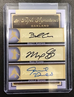 2012 SP Signature Edition Triple Signatures Brett Hunter Max Stassi ...