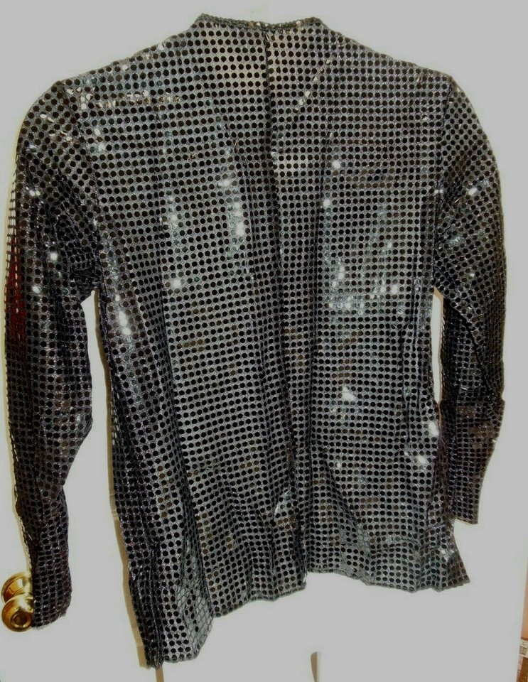 Black Sequin open Shirt Jacket Long Sleeve ch/ladies Men OVR 40 n stock ...