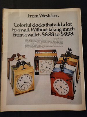 VTG 1970 Original Magazine Ad Westclox Clock Color That Add A lot To A ...