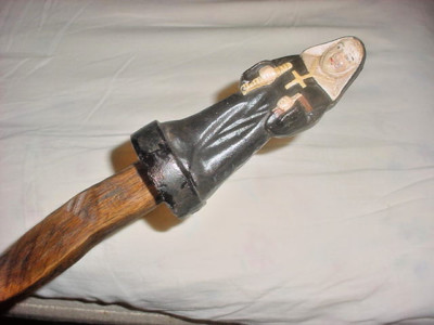 IRON SISTER ~~~ RUSTIC RIVED NUN WALKING STICK / KY CANE ARTIST JIM ...