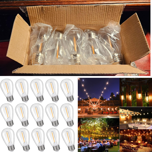 15P Outdoor Patio String Light Replacement Bulbs Shatterproof ...