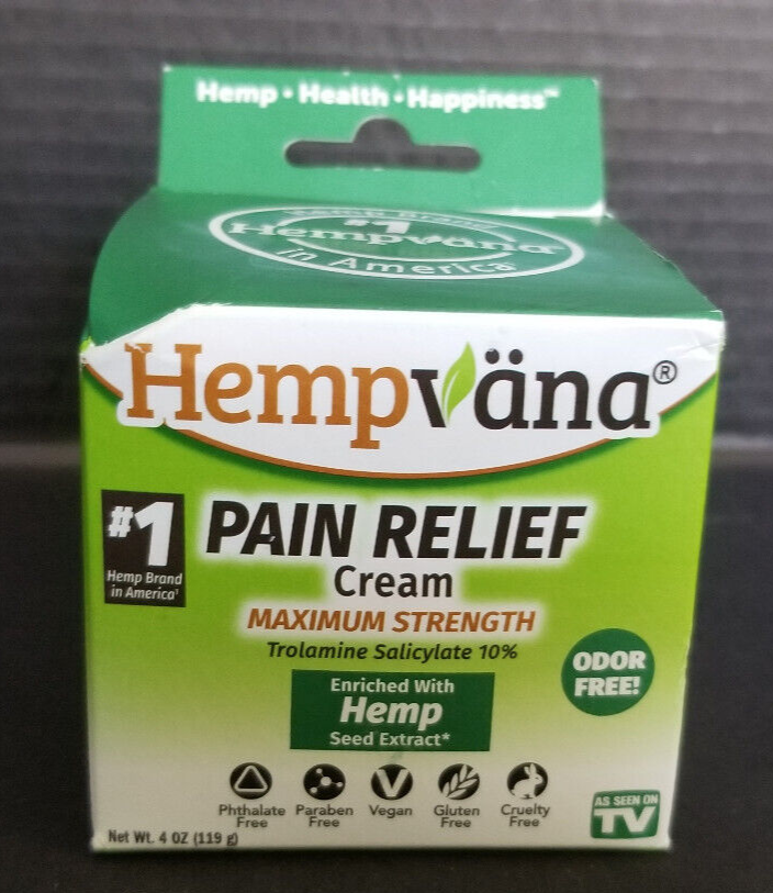 HEMPVANA MAXIMUM STRENGTH PAIN RELIEF CREAM, ODOR FREE, 4 oz, SEALED ...