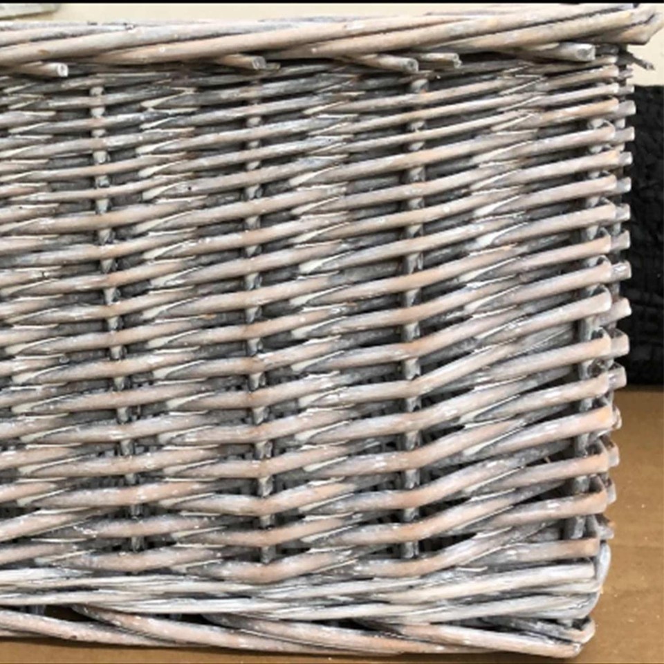 Set of Three Grey Wicker Baskets Storage Unit | eBay UK