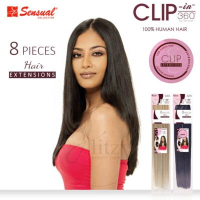 Sensual Clip-in-Go 360 Eight Pieces 100% Human Hair Extensions 12",14",18" | eBay