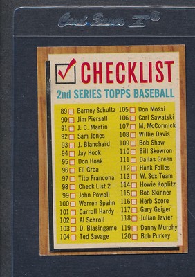 1962 Topps #098 2nd Series Checklist EX/MT *2478 | eBay