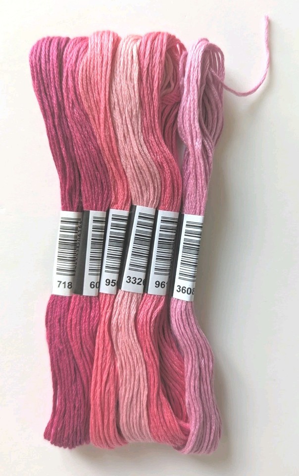 Pack of 6 Skeins Embroidery Cross Stitch Thread; Cotton; 8 Metre; Multicoloured | eBay UK