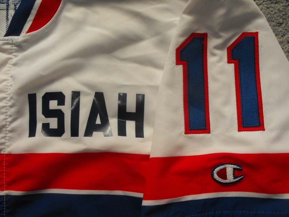 Isiah Thomas Jacket Detroit Pistons Warm Up ProCut Game Issued Rodman ...