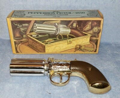 Vintage Avon Pepperbox Pistol decanter bottle Everest Cologne w BOX | eBay