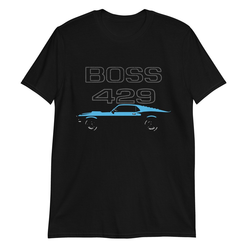 1969 Mustang Boss 429 Fastback Rare Blue Muscle Car Short-Sleeve T ...