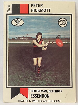 1974 Scanlens AFL VFL Card 73 Peter Hickmott Essendon | eBay