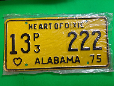 Vintage 1975 Alabama License Plate 13P3 222 | eBay