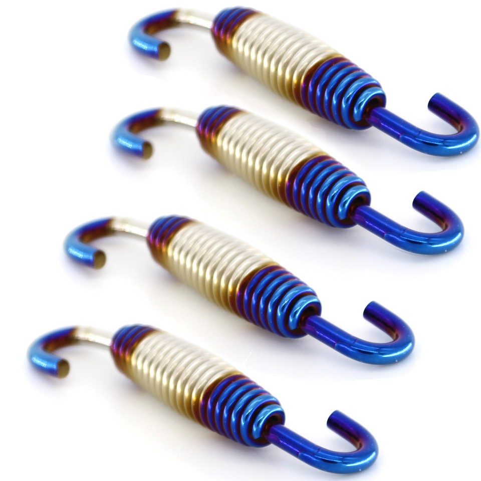4PC UNIVERSAL STAINLESS STEEL MOTORCYCLE BIKE EXHAUST SPRINGS PIPE ...